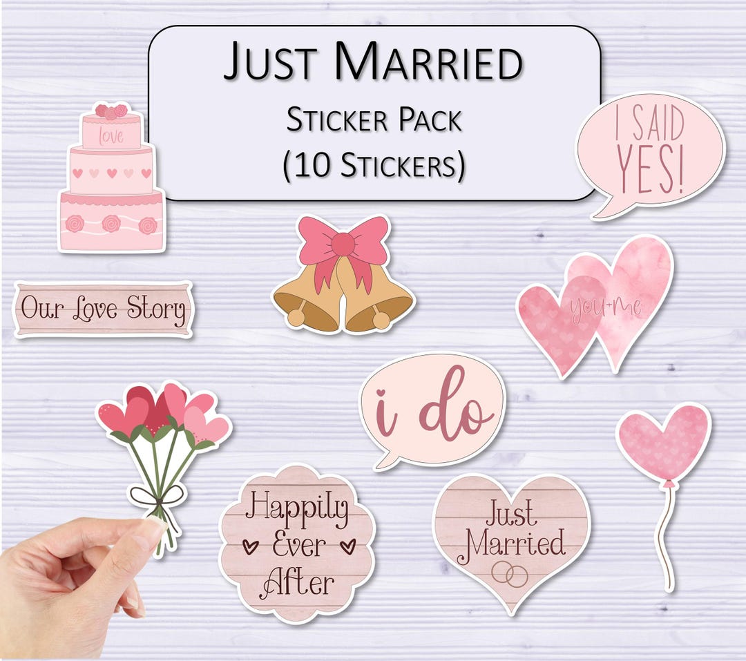 Just Married Sticker Pack | Bridal Decals | Scrapbooking Stickers ...