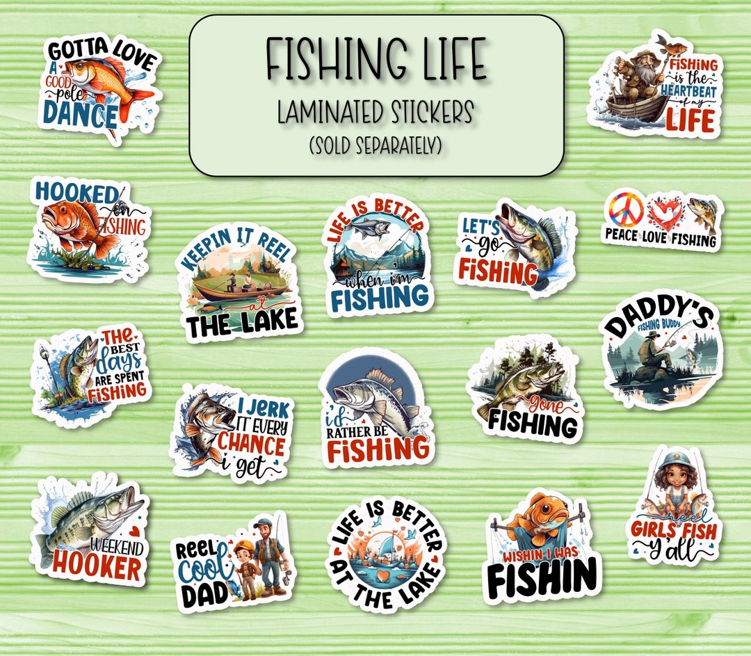 Fishing Life Stickers | Laminated Stickers | Fishing Decals | Laptop ...