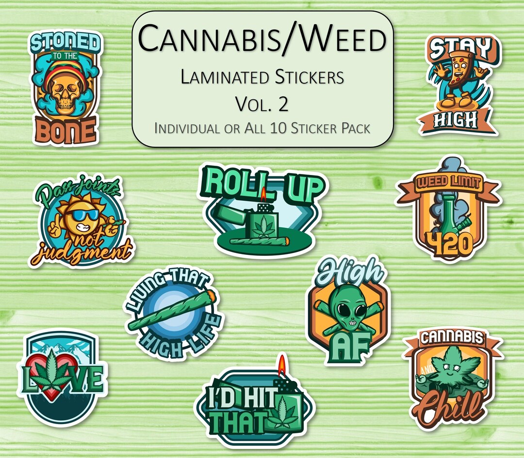 Cannabis Vol. 2 Stickers | Laminated Stickers | Weatherproof Stickers ...