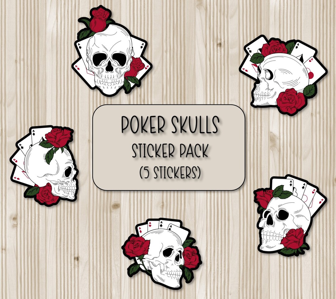 Poker Skulls Sticker Pack | Skull Stickers | Scrapbooking Stickers ...