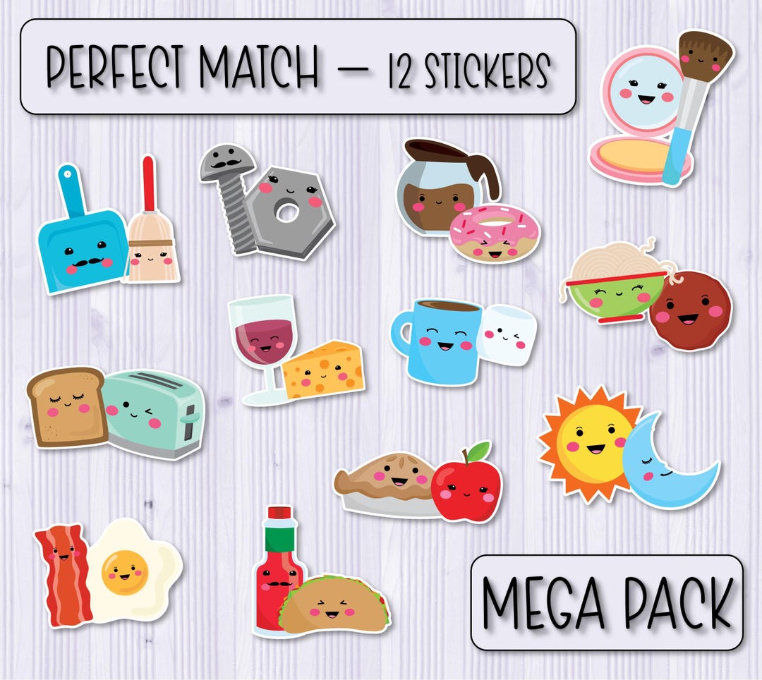 Perfect Match MEGA Sticker Pack | Laminated Stickers | Food Pair ...