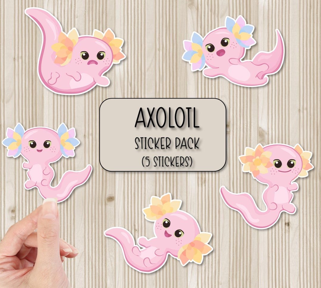Axolotl Sticker Pack | Cute Animal Stickers | Scrapbooking Stickers ...