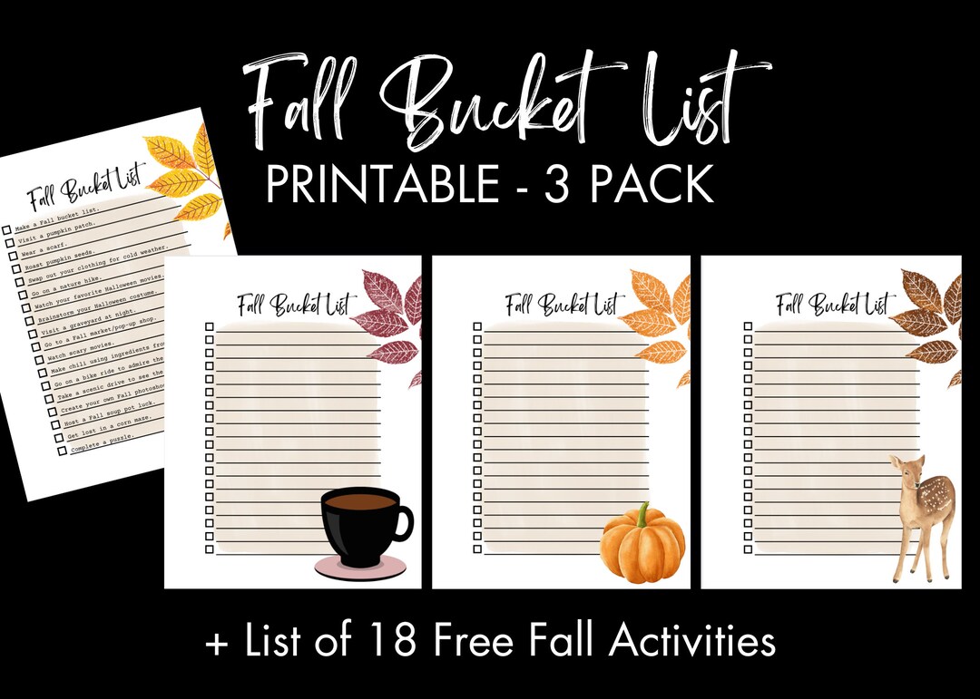 Fall Bucket List Printables - Etsy