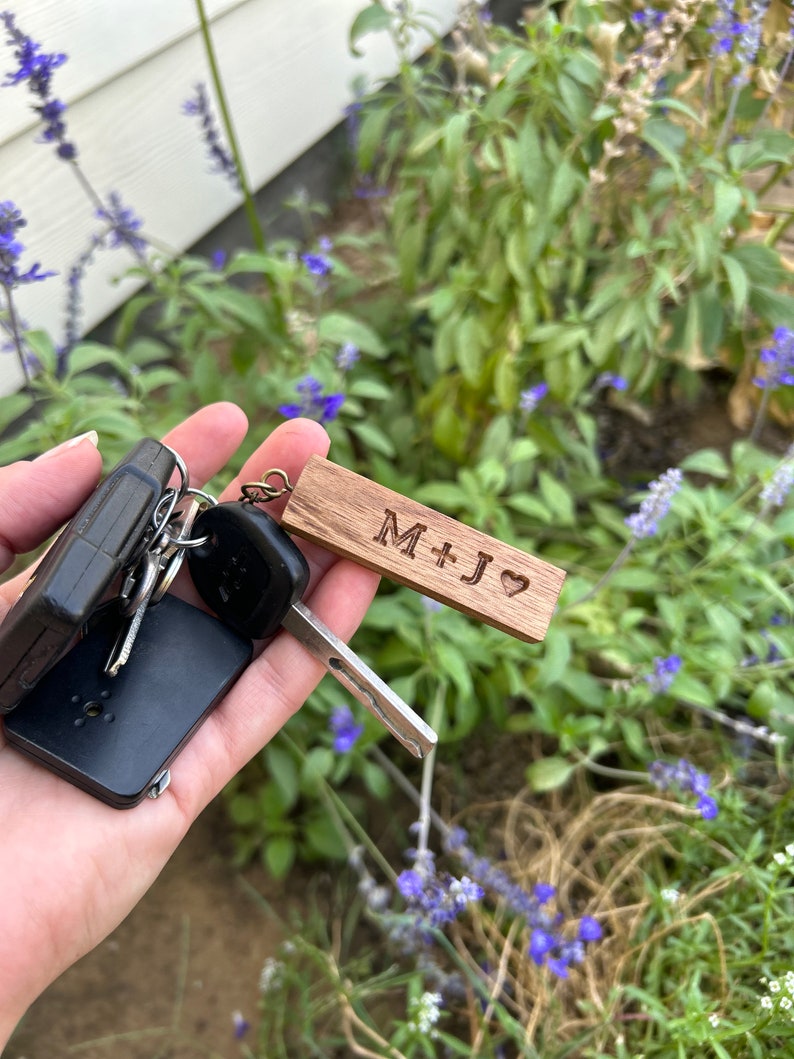 Wood Engraved Key Chain Anniversary Wedding Gift - Etsy