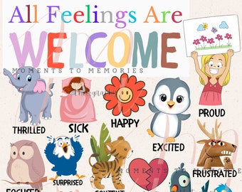All Feelings Are Welcome Poster, Calm Corner Print, Emotions Chart ...