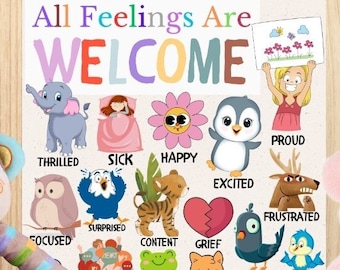 All Feelings Are Welcome Poster, Calm Corner Print, Emotions Chart ...