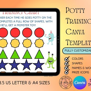 Potty Training Chart I Fully Customizable in Canva I Easy to Use Reward ...