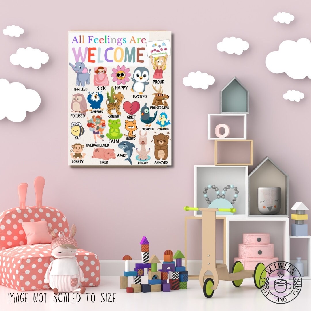 All Feelings Are Welcome Poster, Calm Corner Print, Emotions Chart ...