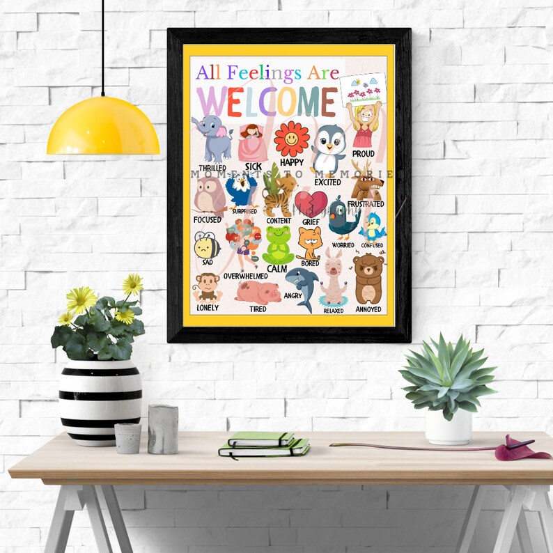 All Feelings Are Welcome Poster, Calm Corner Print, Emotions Chart ...