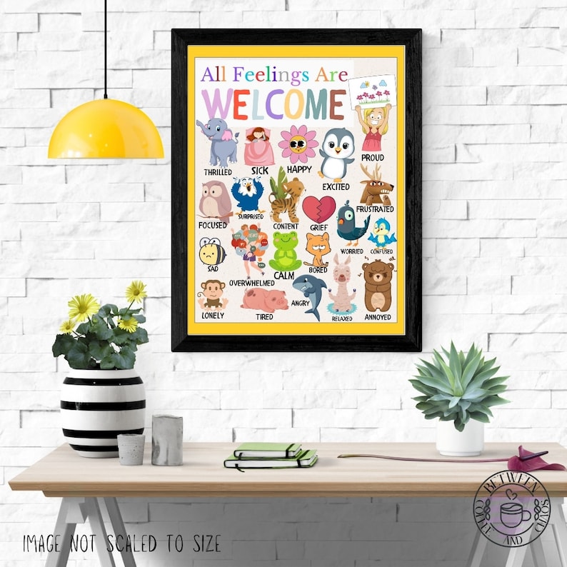 All Feelings Are Welcome Poster, Calm Corner Print, Emotions Chart ...