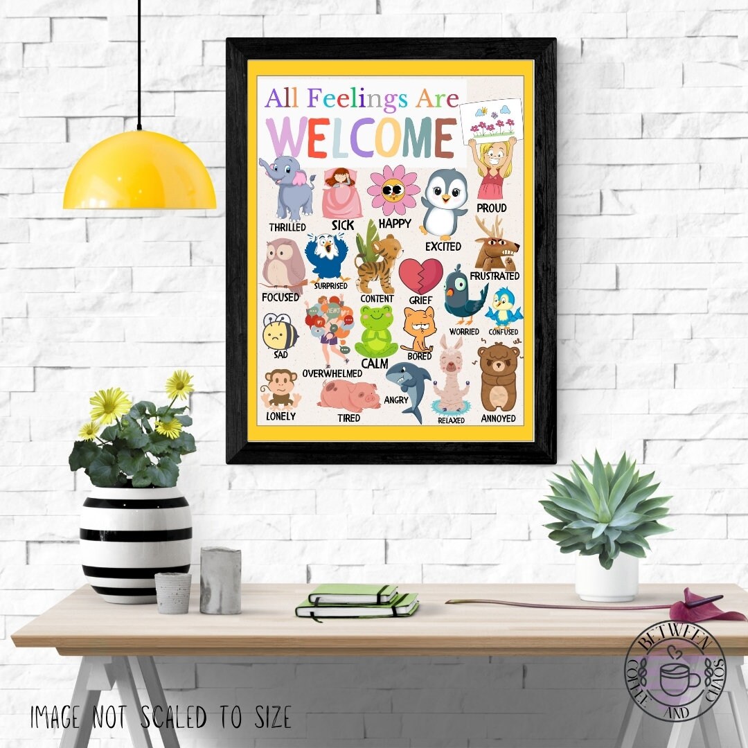 All Feelings Are Welcome Poster, Calm Corner Print, Emotions Chart ...