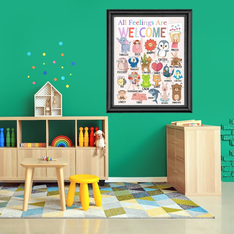 All Feelings Are Welcome Poster, Calm Corner Print, Emotions Chart ...