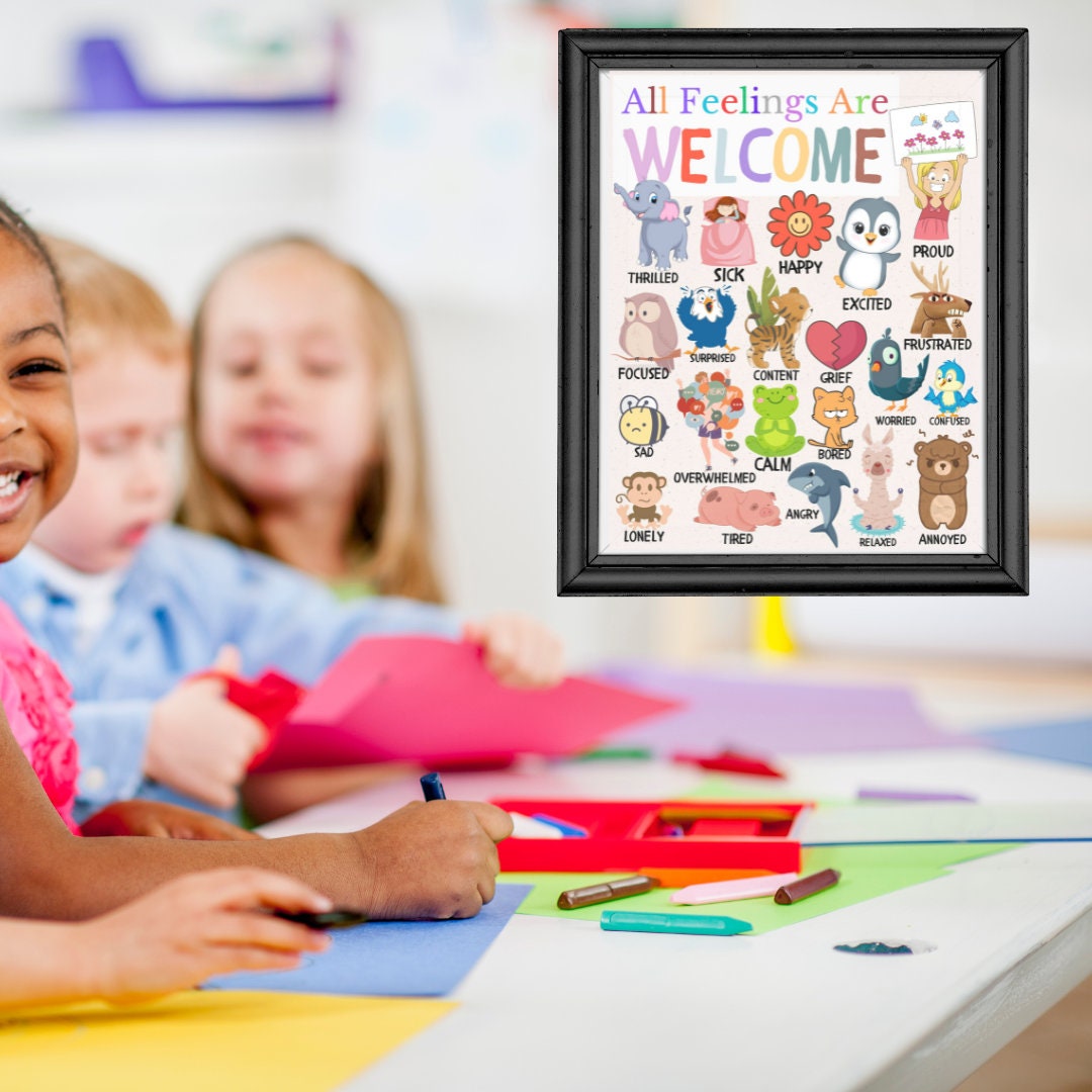 All Feelings Are Welcome Poster, Calm Corner Print, Emotions Chart ...