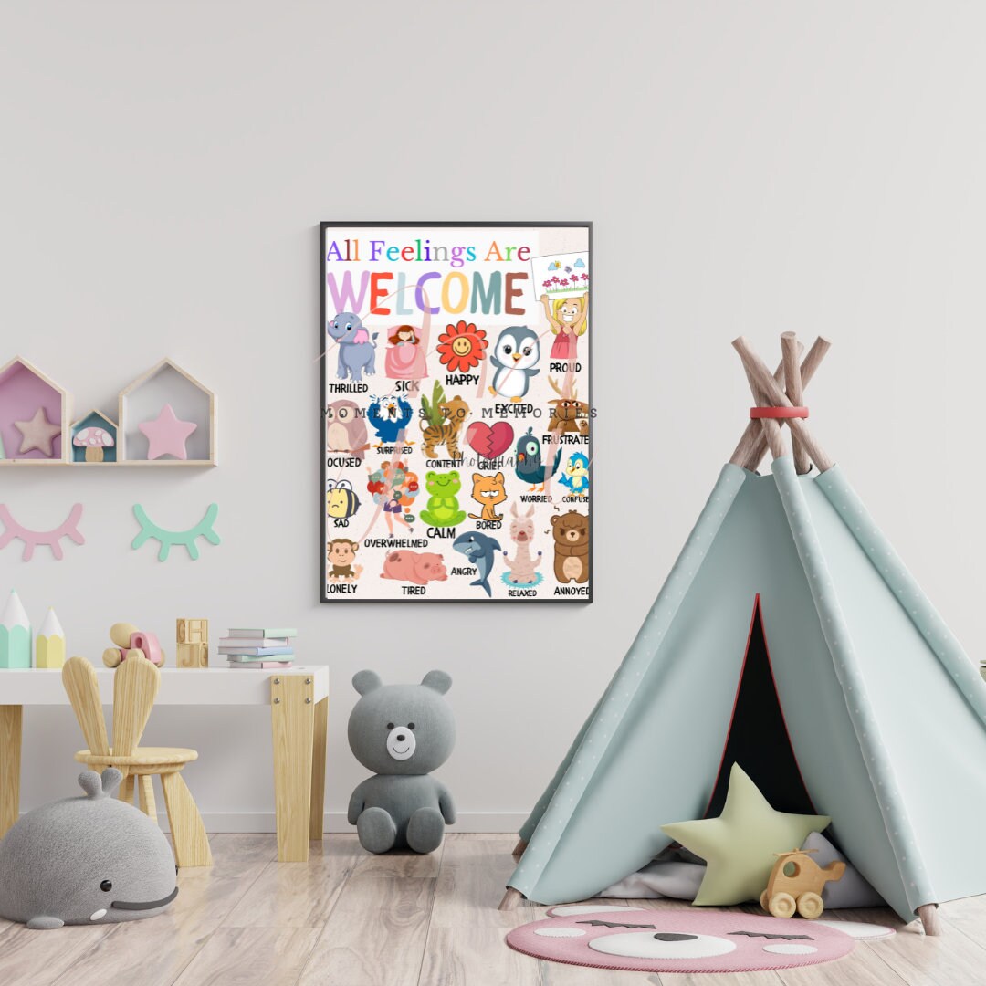 All Feelings Are Welcome Poster, Calm Corner Print, Emotions Chart ...