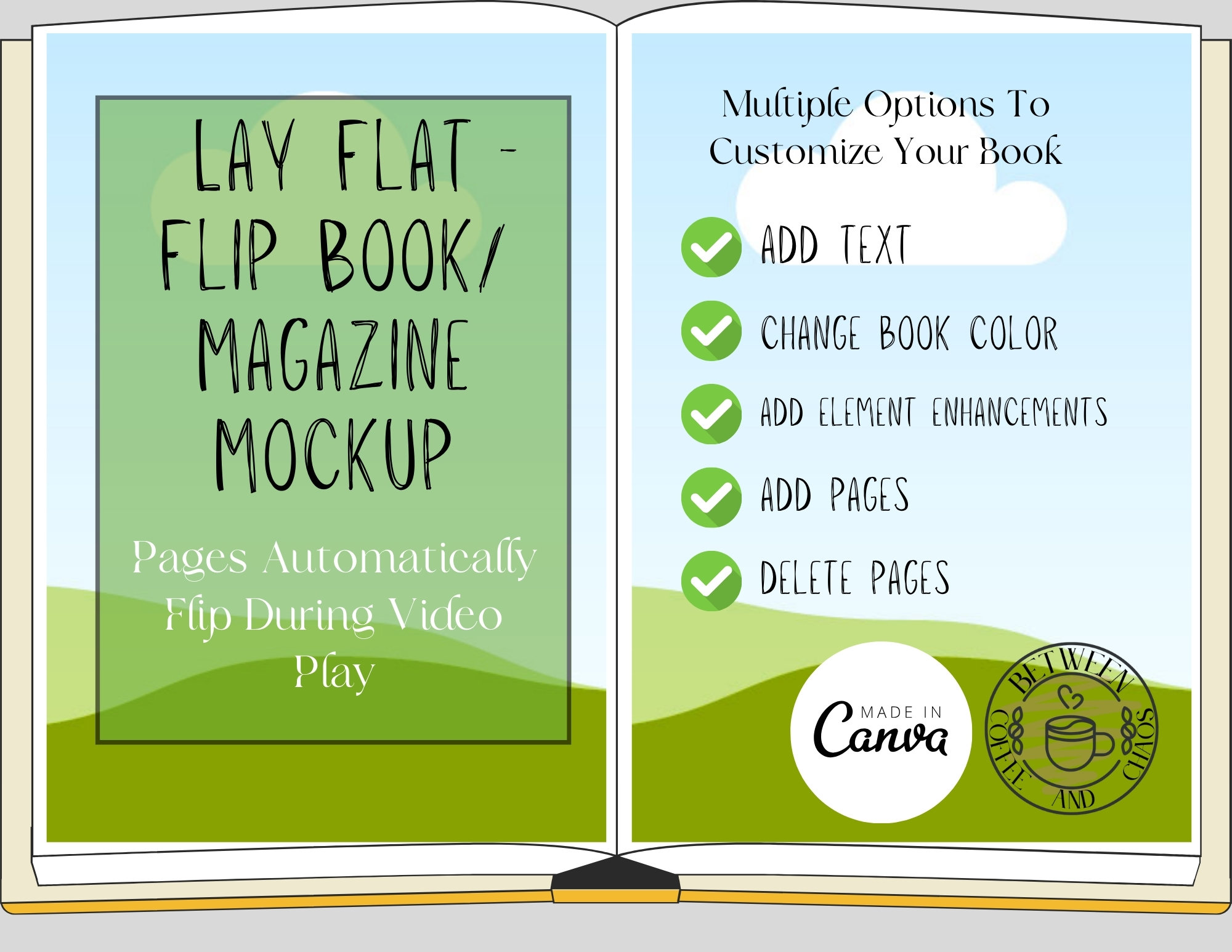Video Mockup for a Book or Magazine Layout. Canva Template Shows Real ...