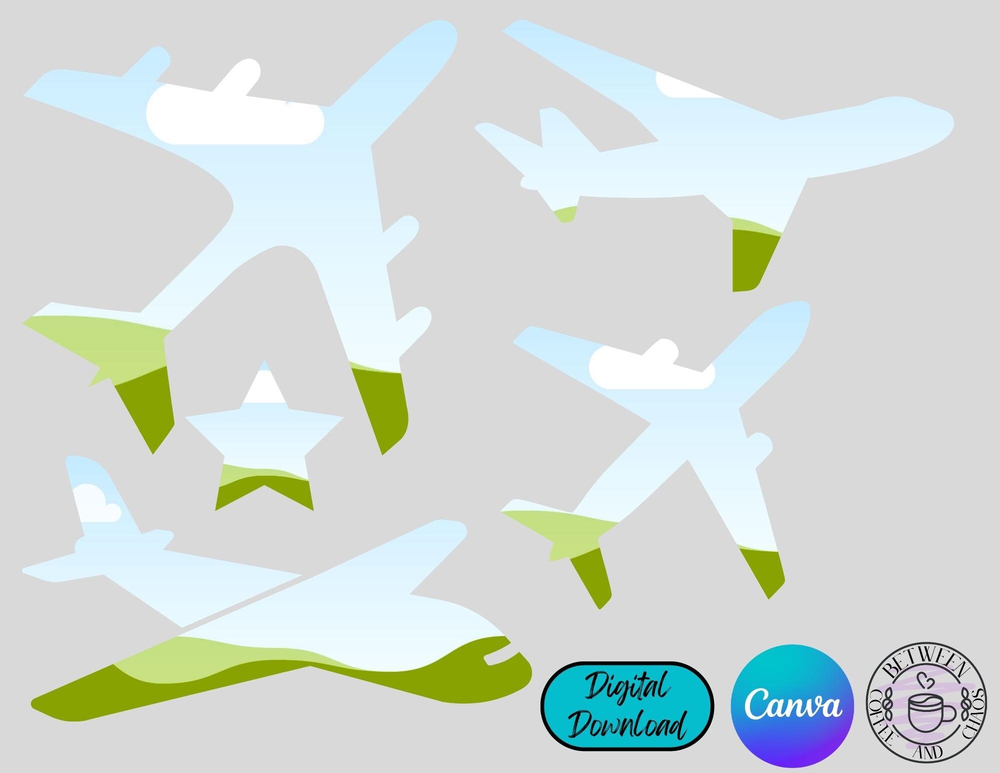 Airplane Frame Template. Custom Canva Frame. Digital Download, Easy to ...