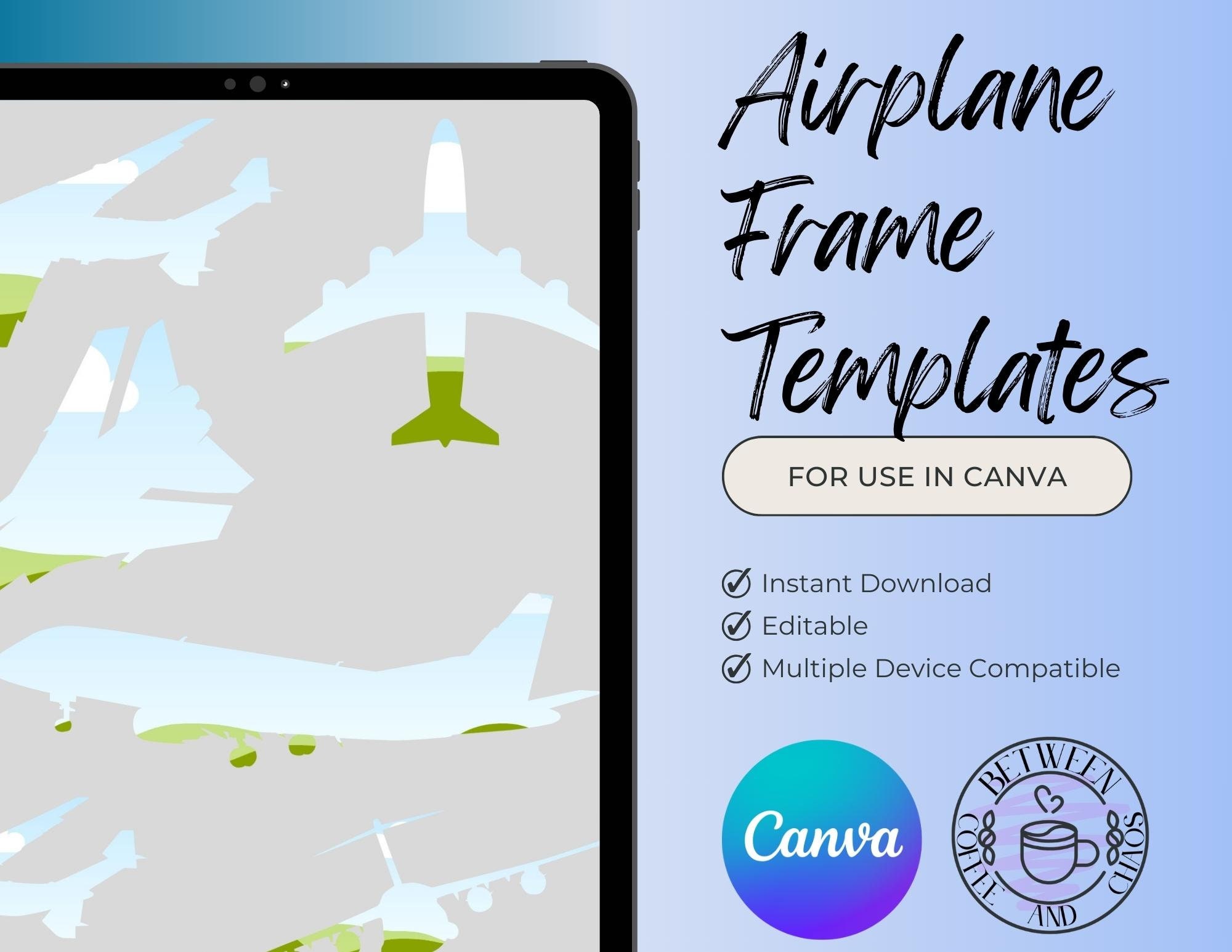Airplane Frame Template. Custom Canva Frame. Digital Download, Easy to Use. Make Airplane Art ...