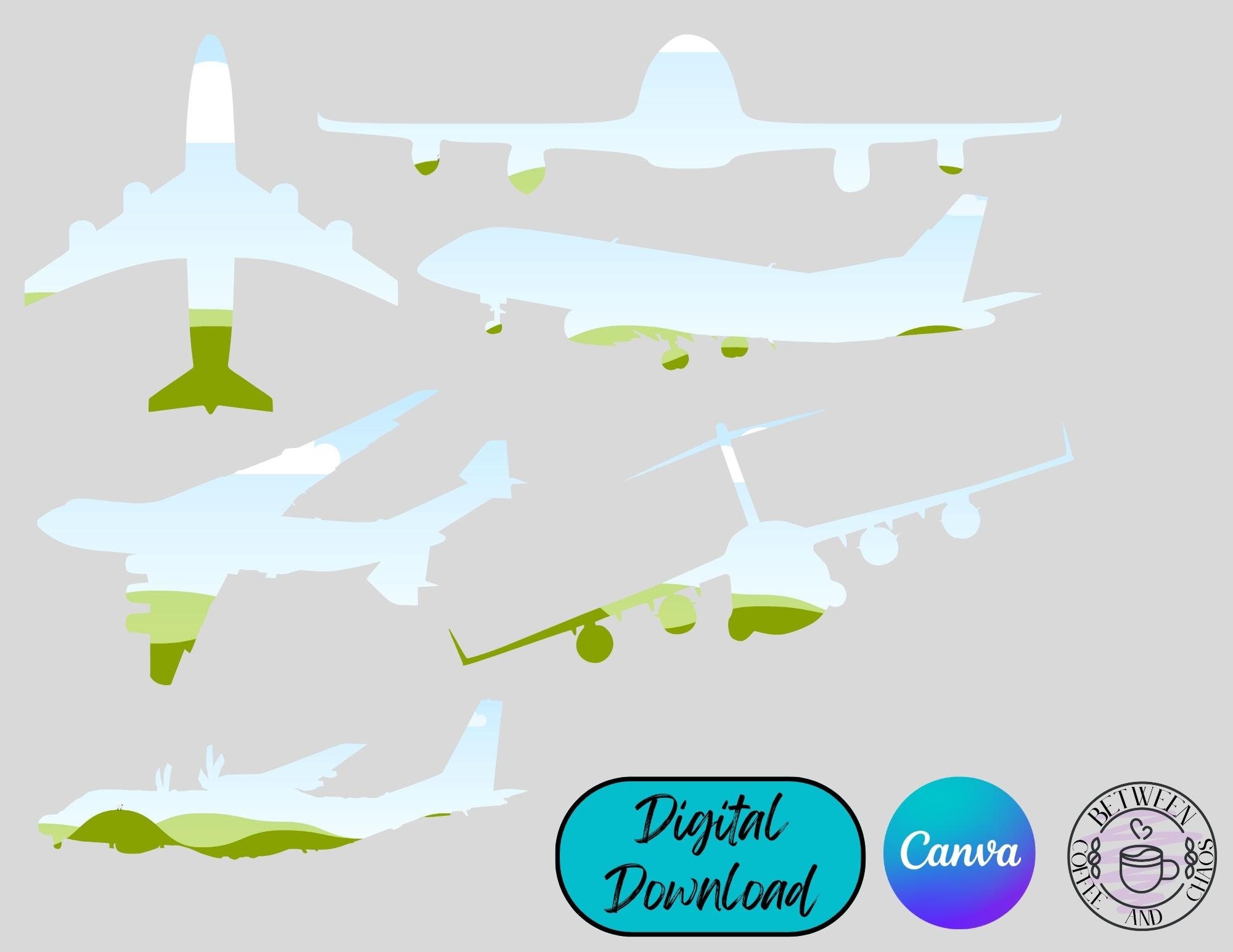 Airplane Frame Template. Custom Canva Frame. Digital Download, Easy to ...