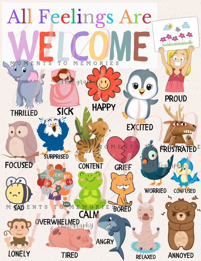 All Feelings Are Welcome Poster, Calm Corner Print, Emotions Chart ...