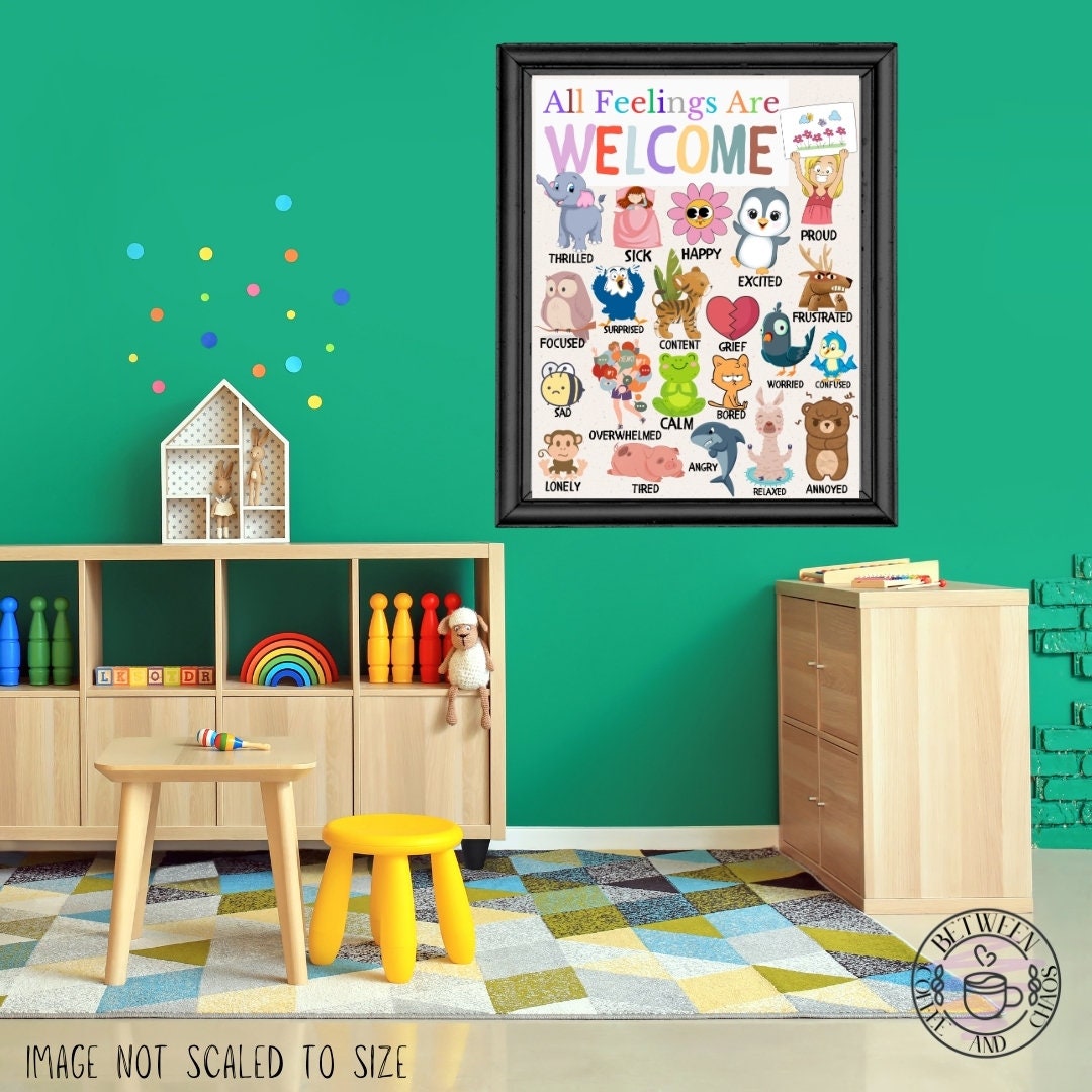 All Feelings Are Welcome Poster, Calm Corner Print, Emotions Chart ...