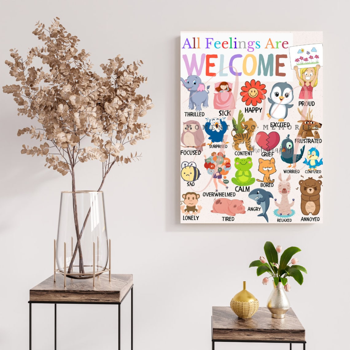 All Feelings Are Welcome Poster, Calm Corner Print, Emotions Chart ...