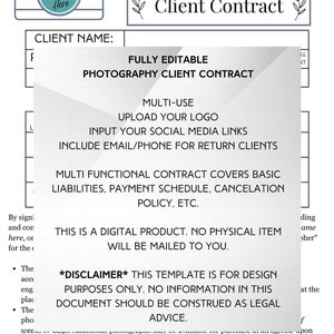 Photography Client Contract Template - Editable Client Agreement Canva ...