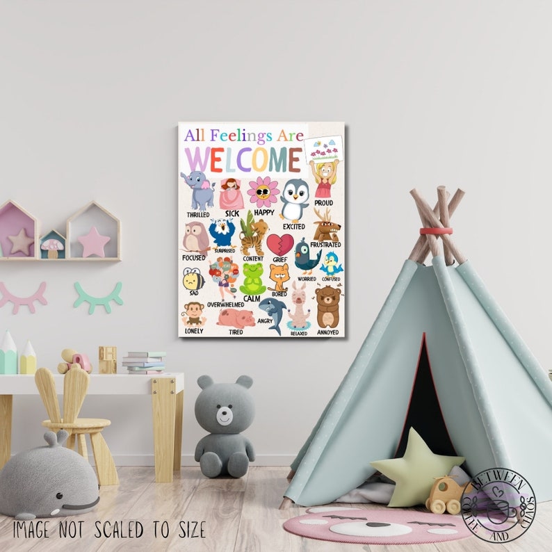 All Feelings Are Welcome Poster, Calm Corner Print, Emotions Chart ...