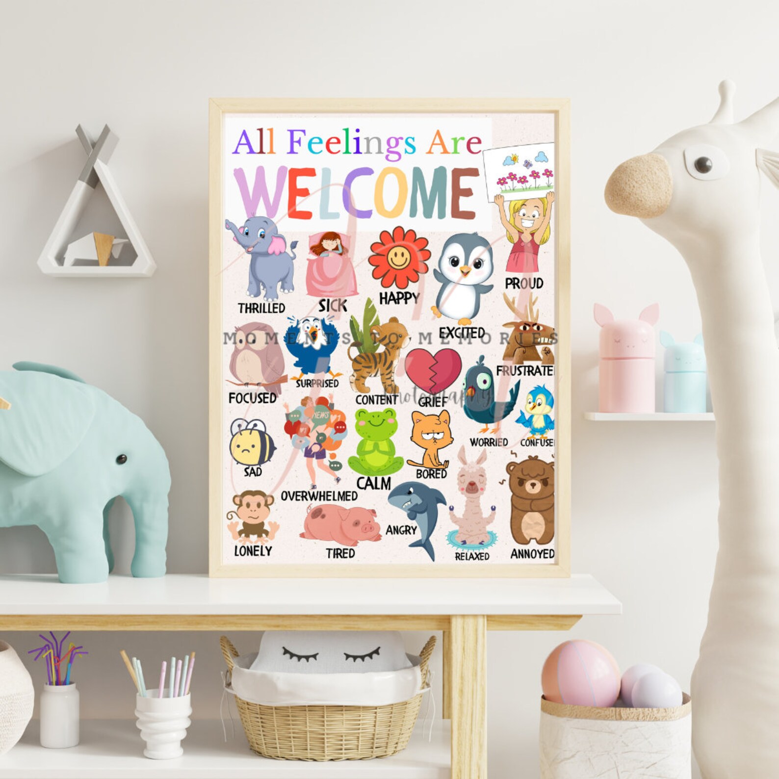 All Feelings Are Welcome Poster, Calm Corner Print, Emotions Chart ...