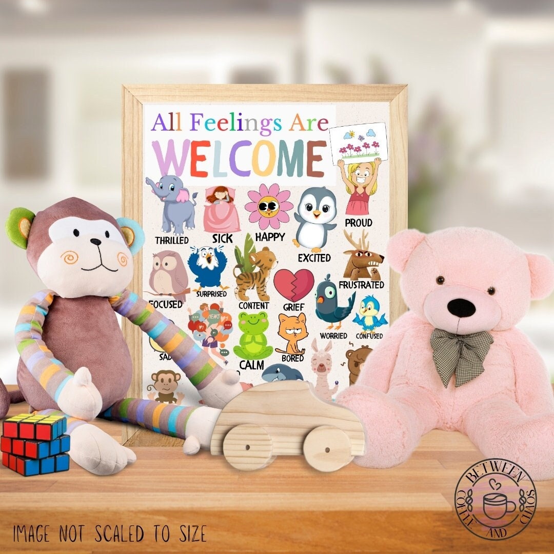 All Feelings Are Welcome Poster, Calm Corner Print, Emotions Chart ...
