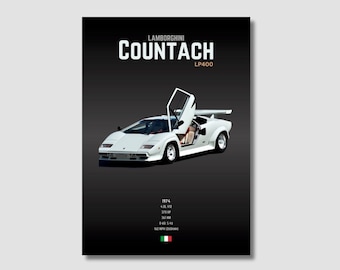 1978 Lamborghini Countach Poster, Vintage Supercar Wall Art, Italian ...