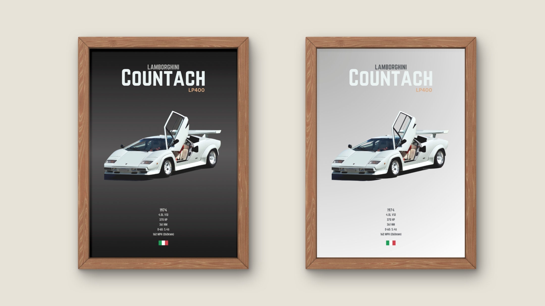 Lamborghini Countach Poster Print | Wall Art | Digital Artwork | Black ...