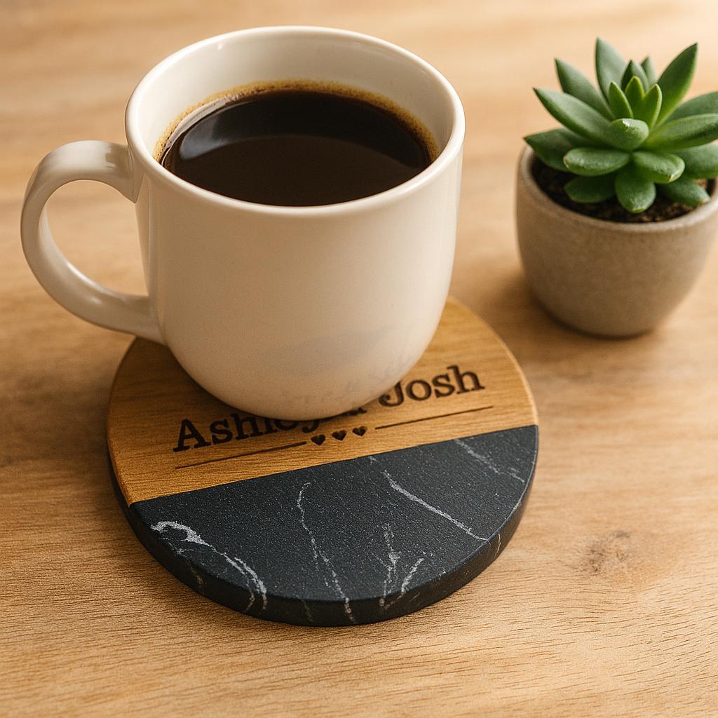 Personalized Marble & Wood Coasters, Anniversary Gift, Engagement Gift ...