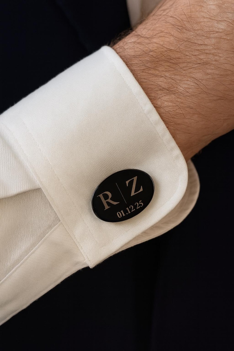 Personalized Stainless Steel Cufflinks, Custom Engraved Initials ...