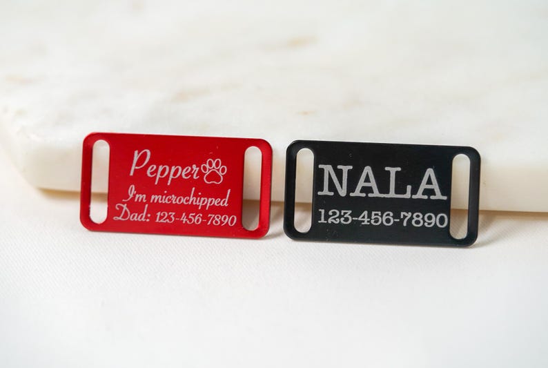 Slide-on Collar Pet ID Tag, Silent Slide-on Tag, Personalized Pet ID ...