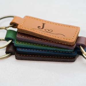 Custom Leather Keychain With Engraving – Personalized PU Key Ring Gift ...