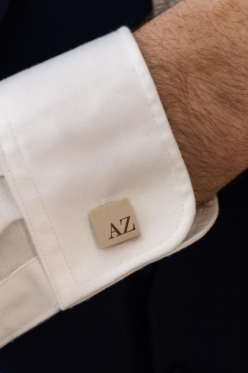 Personalized Stainless Steel Cufflinks, Custom Engraved Initials ...