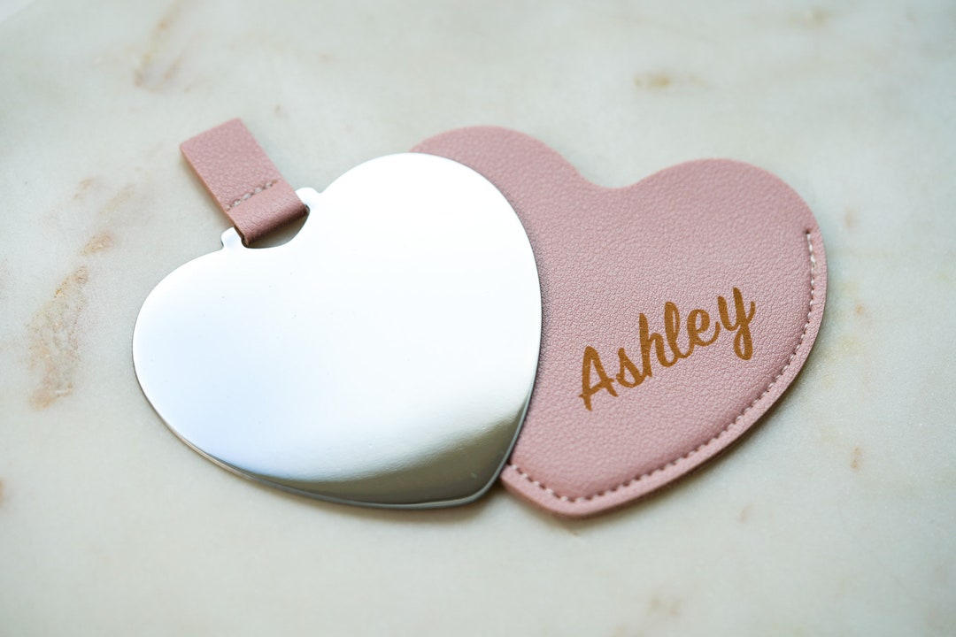 Heart Compact Mirror, Compact Mirror Personalized, Custom Pocket Mirror With Name, Compact ...