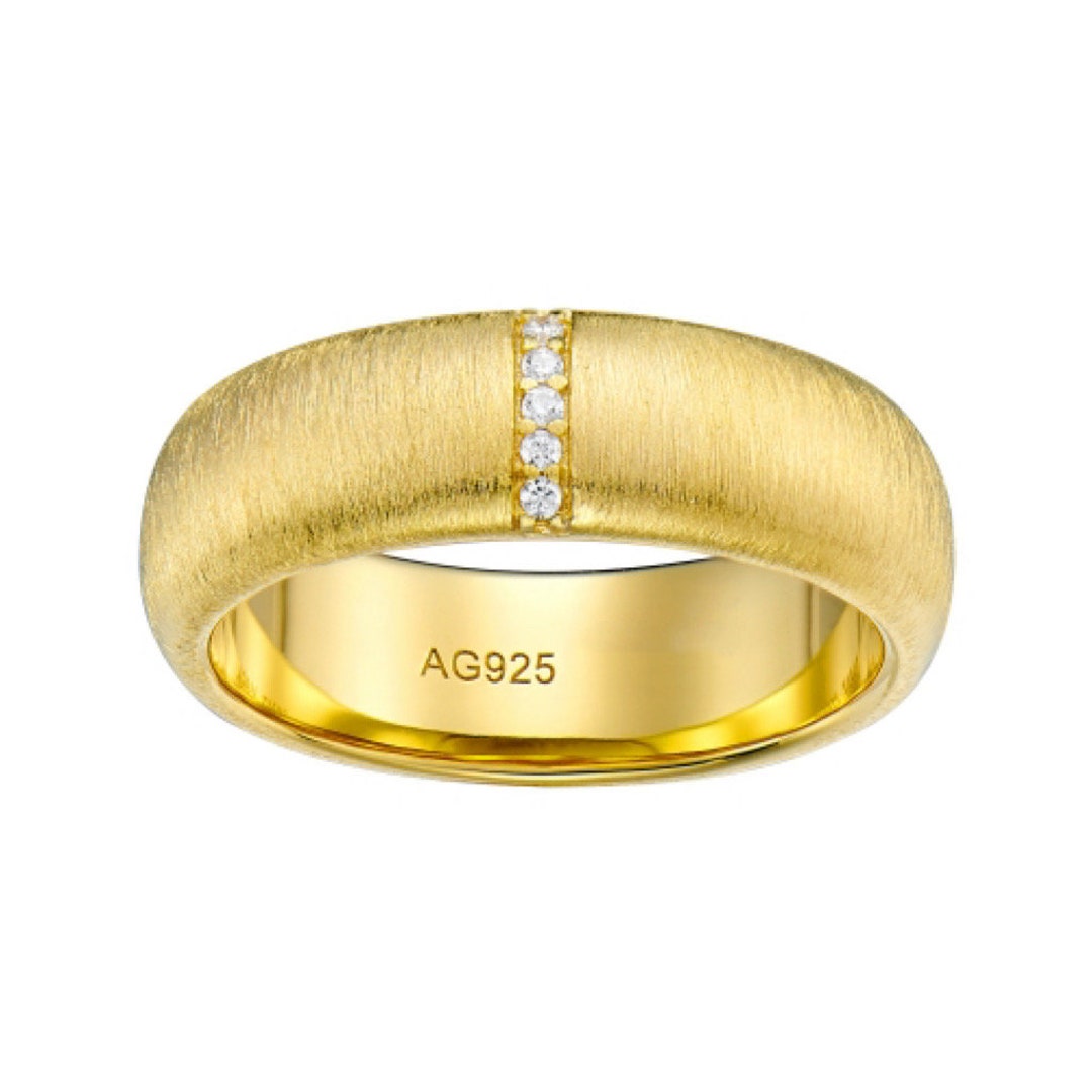 6mm Wide Textured Brushed Gold Ring, Textured Gold Band, Thick Gold ...