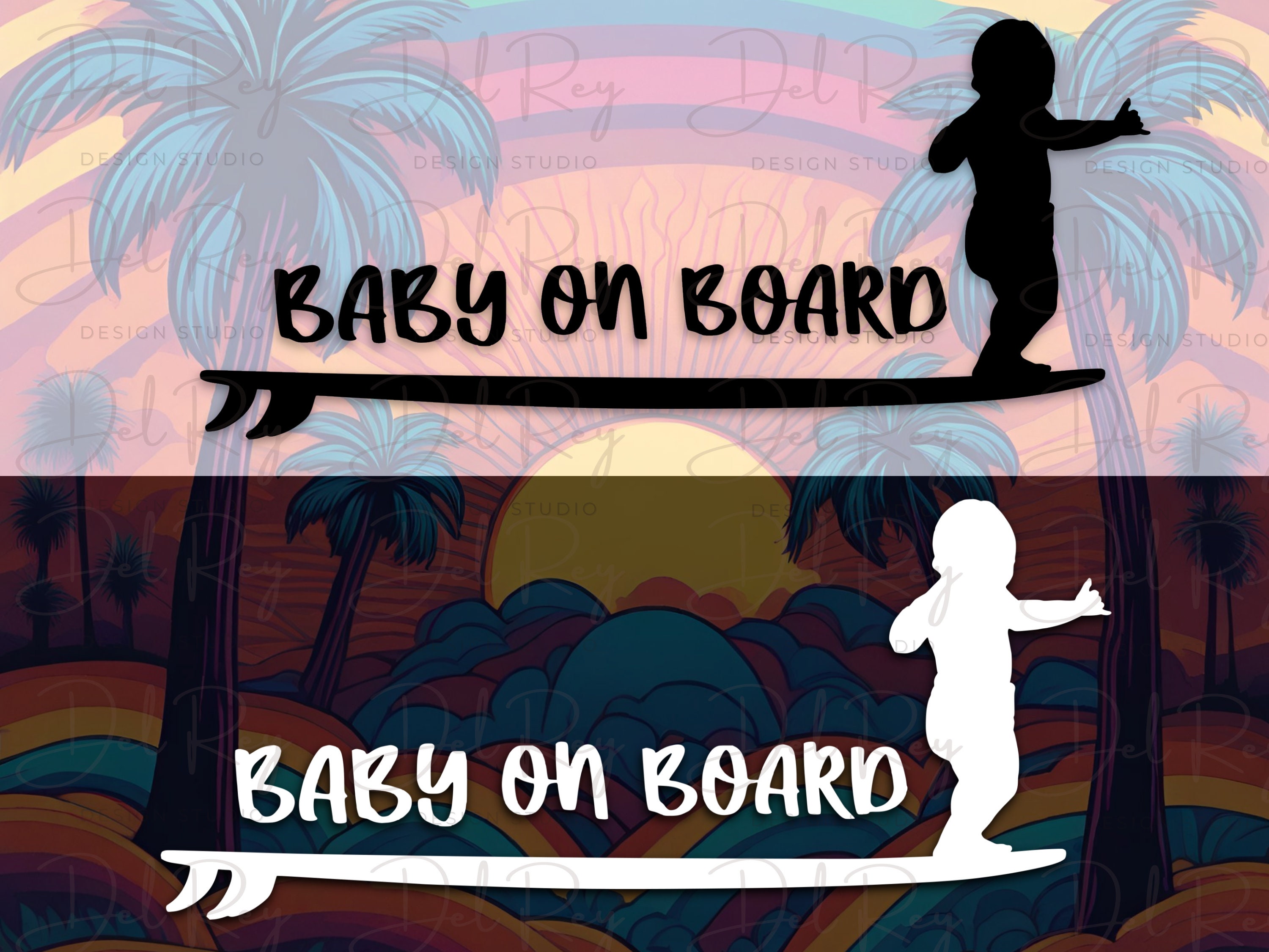 Baby on Board Vinyl Outdoor Decal, Baby on Board, Baby on Surfboard ...