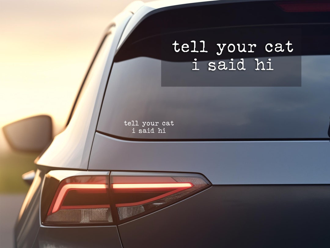 Funny Cat Car Decal Sticker, Tell Your Cat I Said Hi, Decal Sticker ...