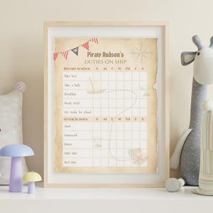 Pirate Chore Chart Template, Editable Kids Daily Responsibilities ...