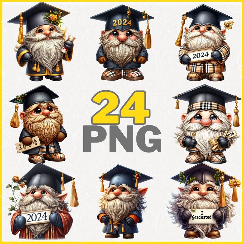 Graduation Gnome PNG Clipart Collection, 3D Illustration Bundle for ...