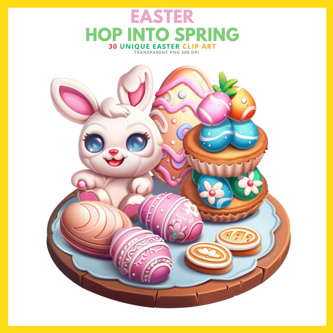 Spring Easter Clip Art Collection, 30 PNG Bundle, Pastel, Whimsical, 3D ...
