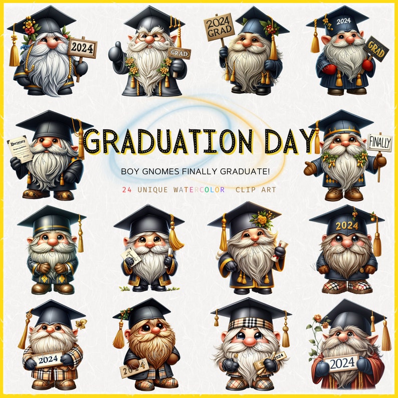 Graduation Gnome PNG Clipart Collection, 3D Illustration Bundle for ...