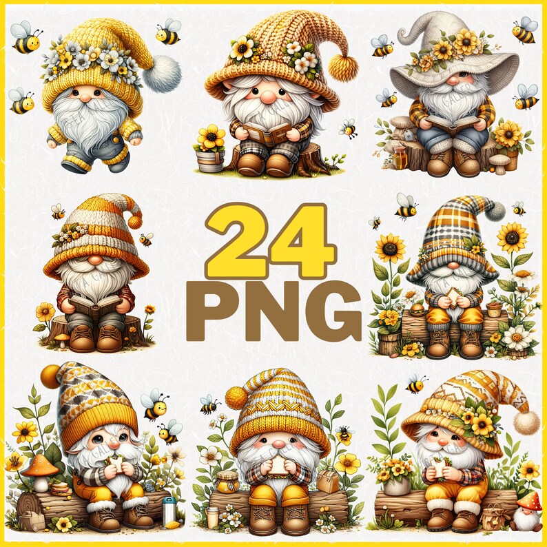 Bee Gnome PNG Clipart Collection, 3D Illustration Bundle for ...