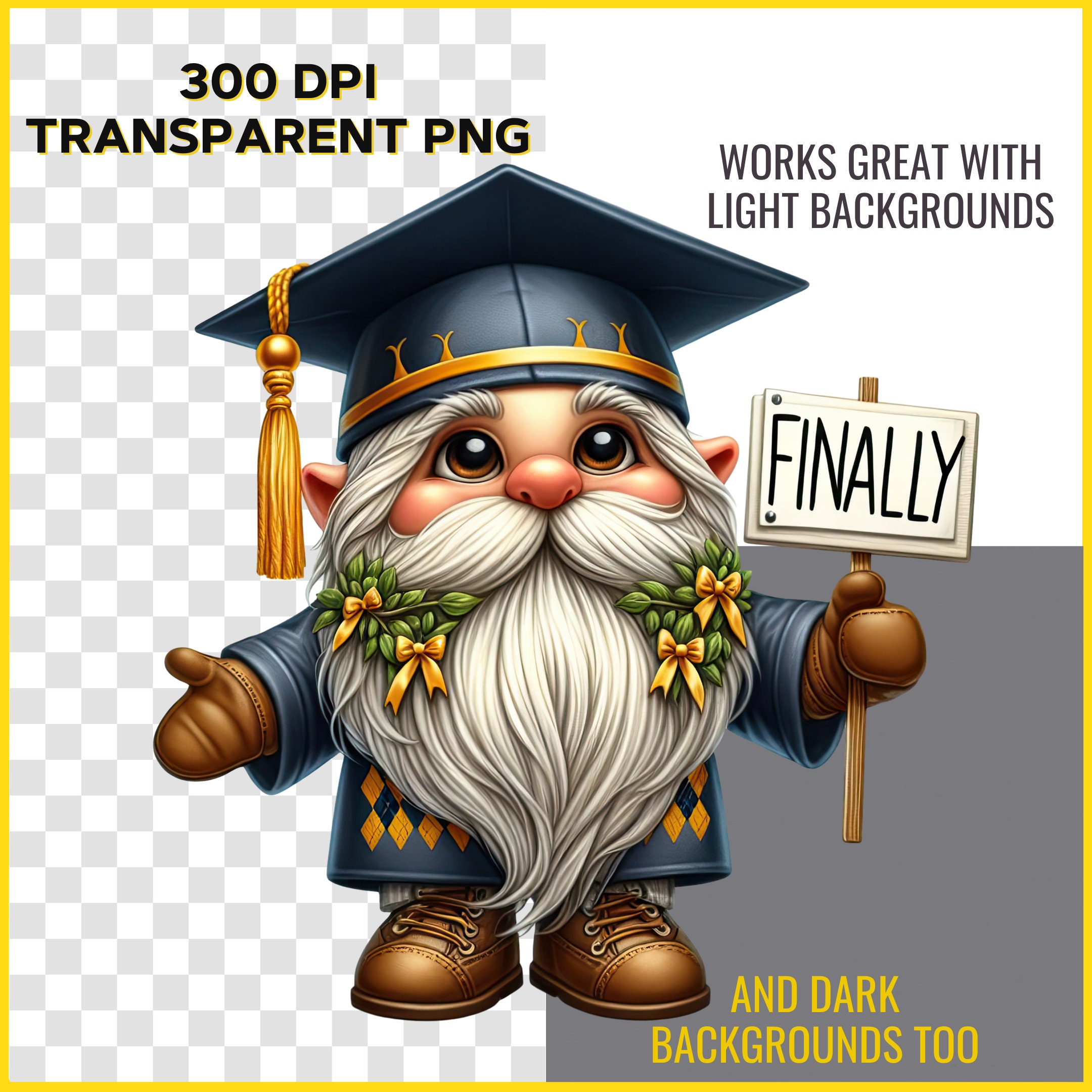 Graduation Gnome PNG Clipart Collection, 3D Illustration Bundle for ...