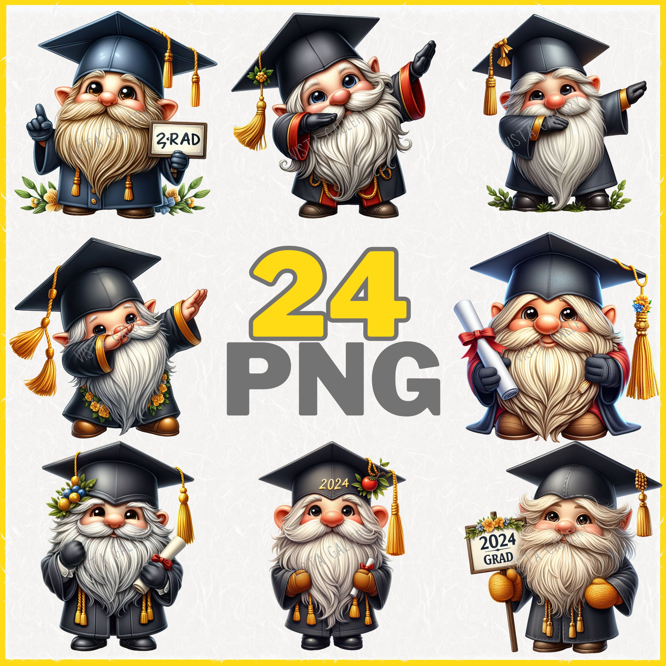 Graduation Gnome PNG Clipart Collection, 3D Illustration Bundle for ...