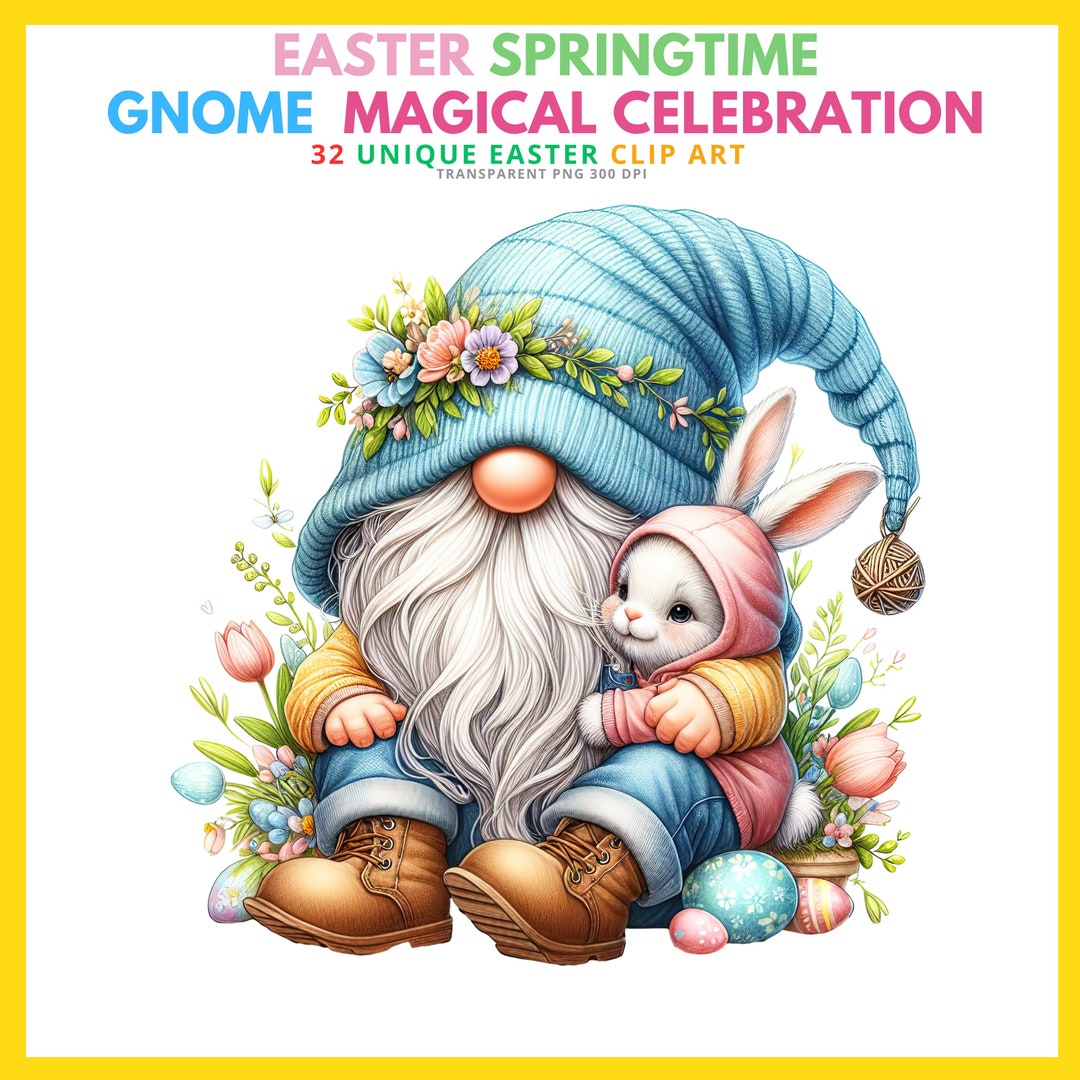 Easter Springtime Gnome Magic Celebration, Easter Clip Art Collection ...