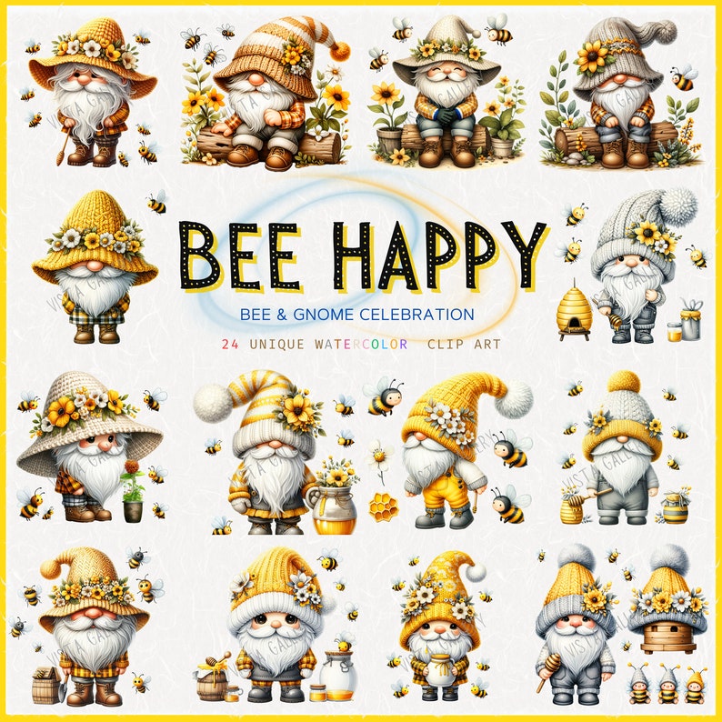 Bee Gnome PNG Clipart Collection, 3D Illustration Bundle for ...