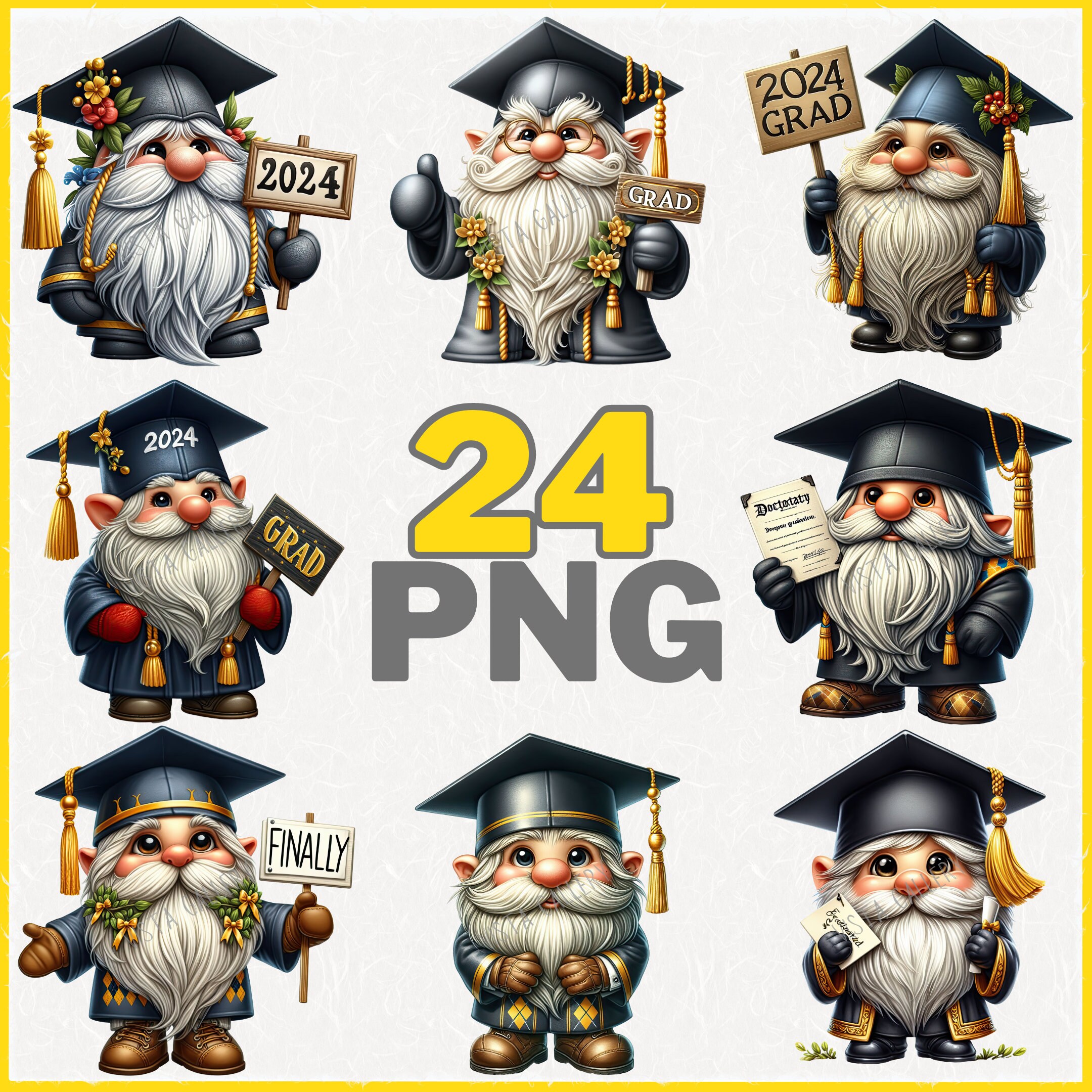 Graduation Gnome PNG Clipart Collection, 3D Illustration Bundle for ...